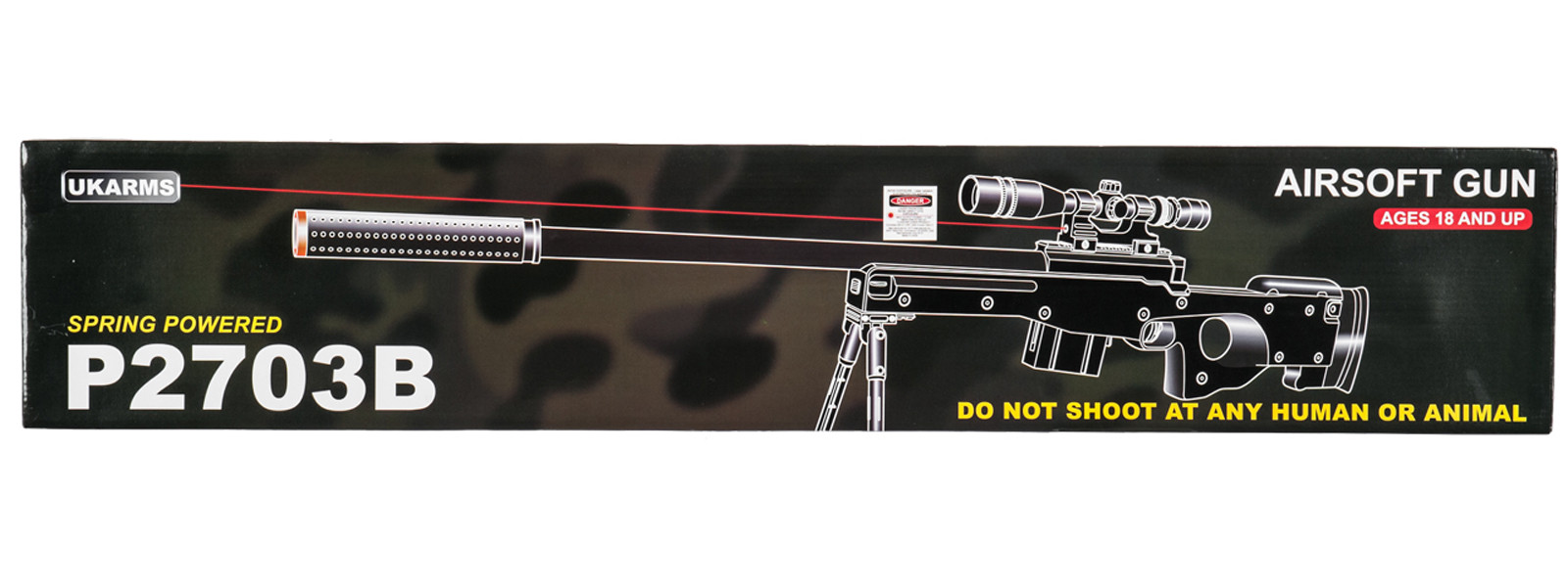 UKARMS Airsoft P2703B SPRING RIFLE w/ SCOPE (BLACK) - NZ HOBBIES