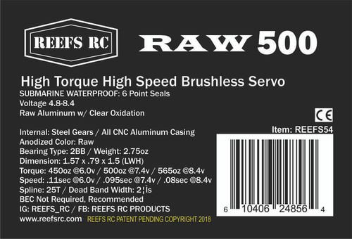 Reef's RC Raw 500 High Torque High Speed HV Waterproof Brushless Servo ...