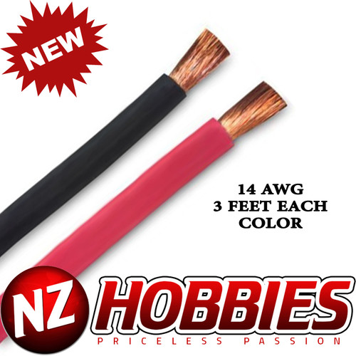 NZ RC 14 Gauge (14 AWG) Silicone Wire (3 Feet Red & 3 Feet Black ...