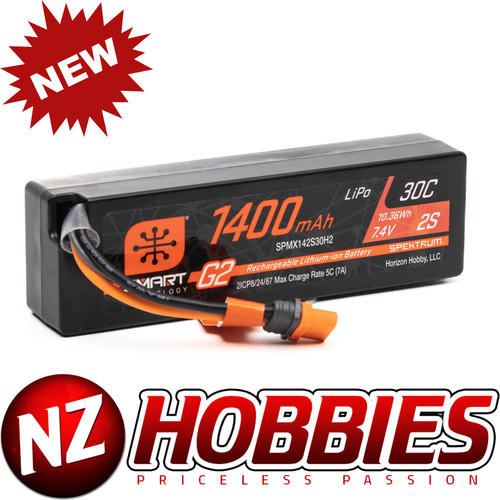 SPEKTRUM 1400mAh 2S 7.4V Smart G2 30C LiPo : IC2 Connector ...
