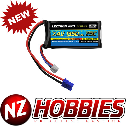Lectron Pro 7.4V 1350mAh 25C Lipo Battery w/ EC2 HobbyZone Delta Ray ...
