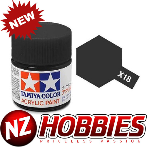 TAMIYA TAM81518 Acrylic Mini X18, Semi Gloss Black - NZ HOBBIES