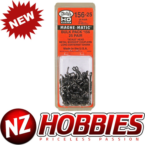 Kadee #156-25 HO Scale Bulk Pack - 25 pair Whisker® Metal Couplers ...