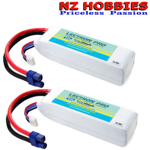 Lectron Pro 11.1v 3000mAh 30C 3S LiPo 2x Battery w/EC3 : 350QX QX2 QX3 ...