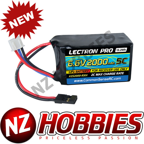 Lectron Pro 6.6V 2000mAh 5C LiFe Receiver Hump Pack Battery w/ Servo ...