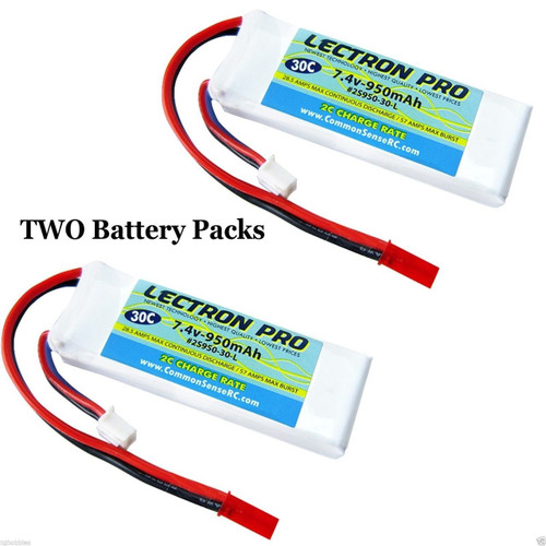 Lectron Pro 2 packs of Blade 200 QX / CX2 7.4v 950Mah 30C Lipo Battery ...