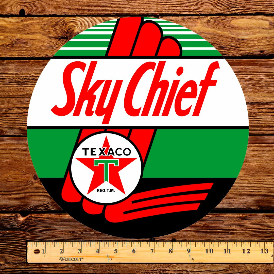 Texaco Sky Chief Gasoline 12" Pump Decal | Pogo's Garage