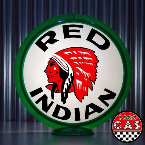 Red Indian Gas Pump Globe | Pogo's Garage