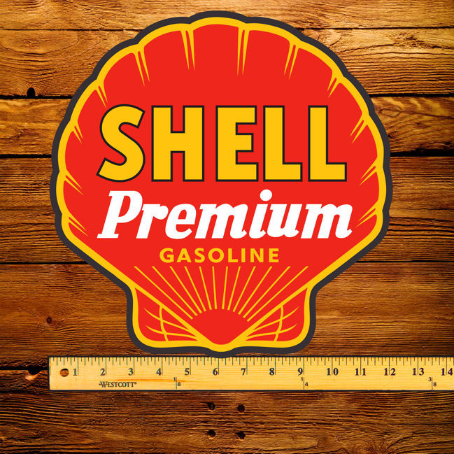 Shell Premium Gasoline 12" Pump Decal | Pogo's Garage