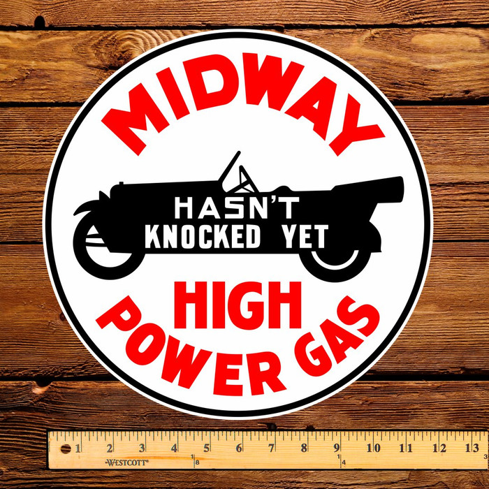Midway High Power Gas 12" Pump Decal | Pogo's Garage