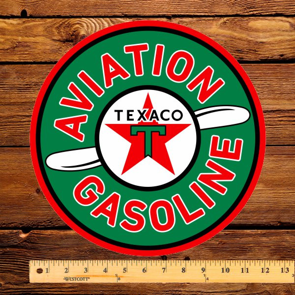 Texaco Aviation Gas 12" Pump Decal | Pogo's Garage