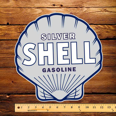 Silver Shell Gasoline 12" Pump Decal | Pogo's Garage