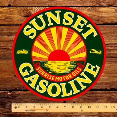 Sunset Gasoline 12" Pump Decal | Pogo's Garage