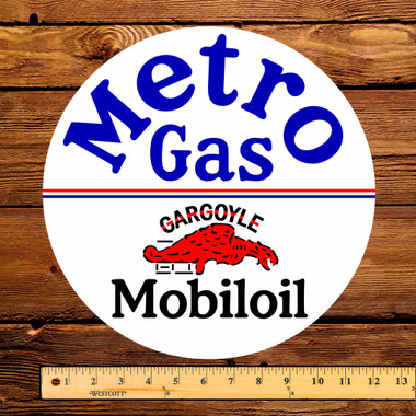 Mobil Metro Mobiloil 12" Gas Pump Decal | Pogo's Garage