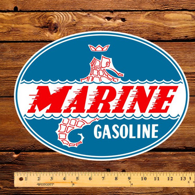 Marine Gasoline 10 x 13.5 Pump Decal | Pogo's Garage