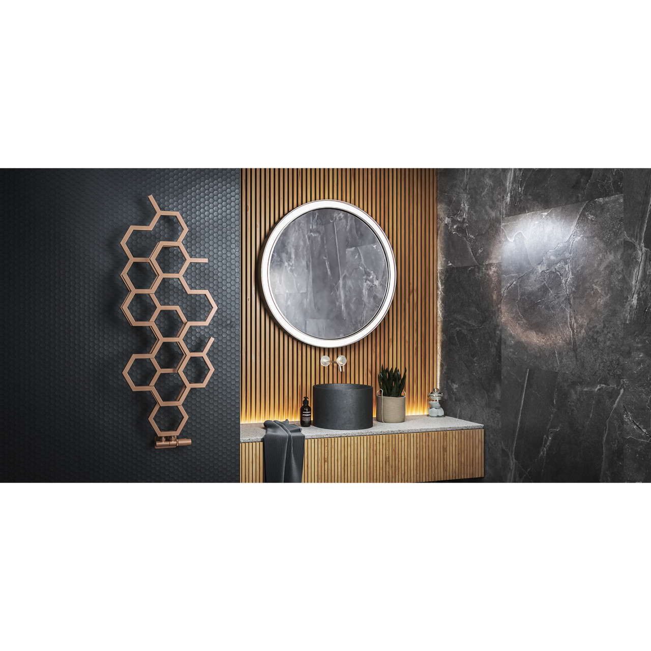 Terma HEX Designer Radiator - 1220 x 486mm - Bright Copper