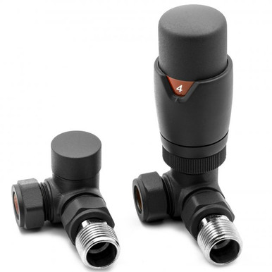 Reina Modal TRV Corner Radiator Valve in Anthracite with Lockshield