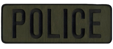 POLICE Back Patch, Black/O.D., 11x4" - Emblem Enterprises