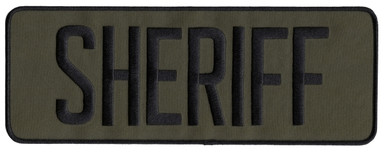 SHERIFF Back Patch, Black/O.D., 11x4" - Emblem Enterprises