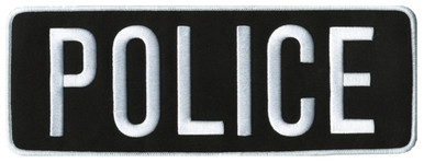 POLICE Back Patch, White/Black, 11x4" - Emblem Enterprises