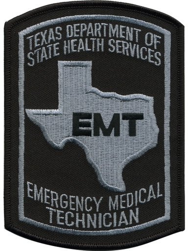 TEXAS EMT Shoulder Patch, Black/Grey, 3-5/8x5" - Emblem Enterprises