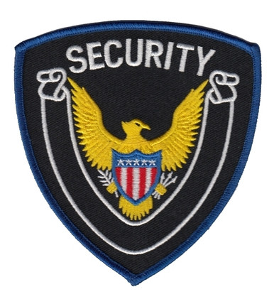 SECURITY Shoulder Patch, Royal Blue Border, 4x4-3/8" - Emblem Enterprises
