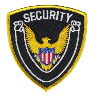 SECURITY Shoulder Patch, Medium Gold Border, 4x4-3/8" - Emblem Enterprises