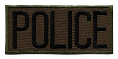 POLICE Chest Patch, Black/O.D., Heat Seal, 4x2" - Emblem Enterprises