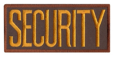 SECURITY Chest Patch, Dark Gold/Brown, Heat Seal, 4x2" - Emblem Enterprises