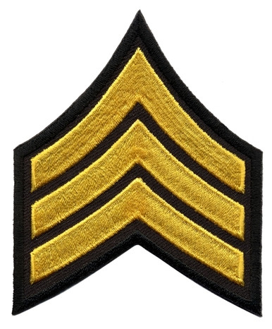 SGT Chevrons, Medium Gold/Black, 3" Wide - Emblem Enterprises
