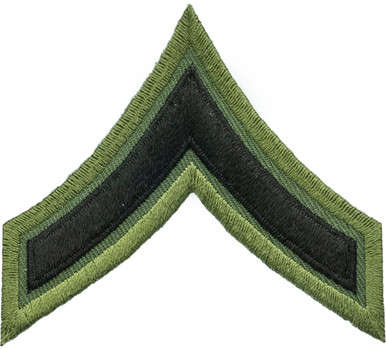 PFC Chevrons, Black/O.D., 3" Wide - Emblem Enterprises
