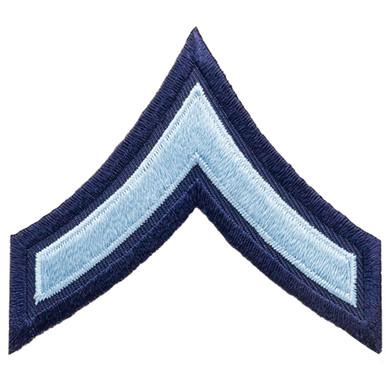 PFC Chevrons, Light Blue/Navy Blue, 3" Wide - Emblem Enterprises
