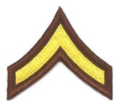 PFC Chevrons, Medium Gold/Brown, 3" Wide - Emblem Enterprises