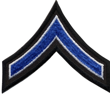 PFC Chevrons, Royal-White/Black, 3" Wide - Emblem Enterprises