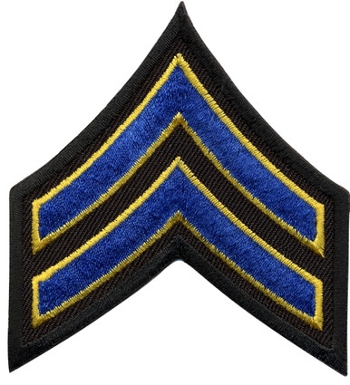 CPL Chevrons, Royal-Med Gold/Black, 3" Wide - Emblem Enterprises