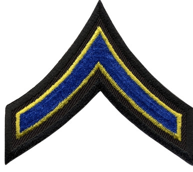 PFC Chevrons, Royal-Med Gold/Black, 3" Wide - Emblem Enterprises
