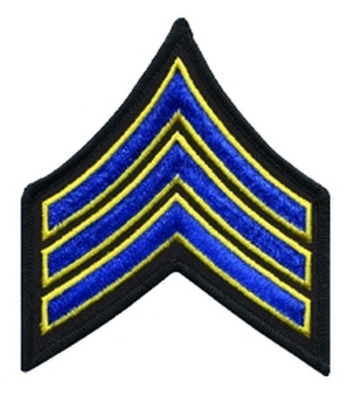 SGT Chevrons, Royal-Medium Gold/Black, 3-1/2" W - Emblem Enterprises