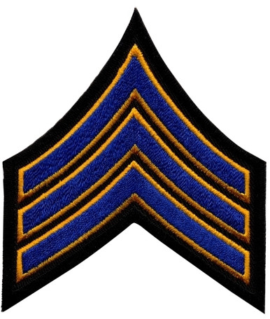 SGT Chevrons, Royal-Dark Gold/Black, 3-1/2" Wide - Emblem Enterprises