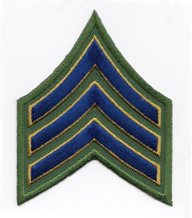 SGT Chevrons, Royal-Gold/Green, 3" Wide - Emblem Enterprises