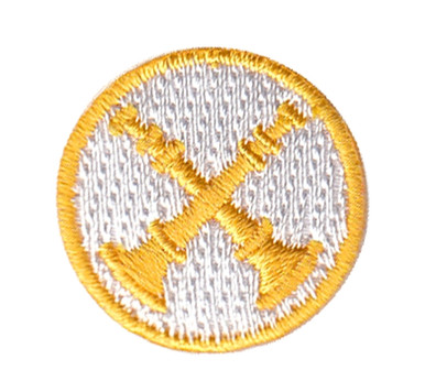 Captain, 2 Crossed Bugles, Collar Insignia, 100% Embroidery, Gold/White ...