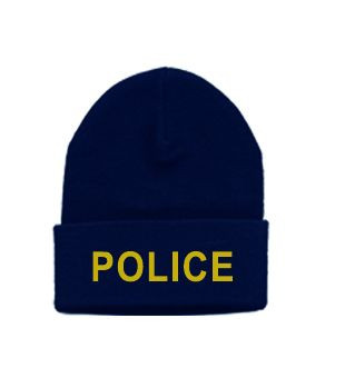 POLICE Watch Cap, Med Gold/Dark Navy, One Size - Emblem Enterprises