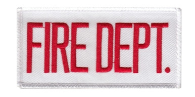 FIRE DEPT. Chest Patch, Red/White, 4x2" - Emblem Enterprises