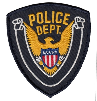 POLICE DEPT., Eagle w/Blank Scroll, Dark Navy Border on Midnight Twill ...