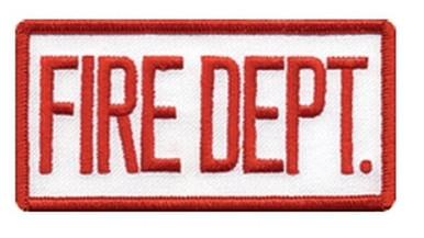 FIRE DEPT. Chest Patch, Hook, Red/White, 4x2" - Emblem Enterprises