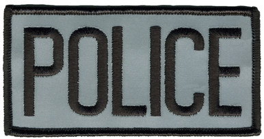 POLICE Chest Patch, Hook, Black/Reflective Grey, 4x2" - Emblem Enterprises