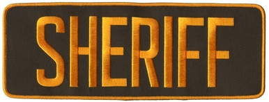 SHERIFF Back Patch, Hook, Dark Gold/Brown, 11x4" - Emblem Enterprises