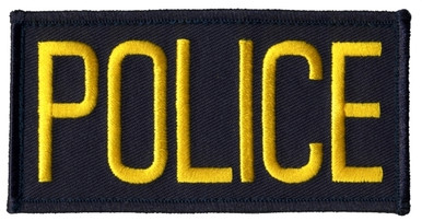 POLICE Chest Patch, Hook, Medium Gold/Midnight, 4x2" - Emblem Enterprises