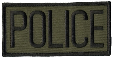 POLICE Chest Patch, Hook, Black/O.D., 4x2" - Emblem Enterprises