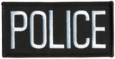 POLICE Chest Patch, Hook, White/Black, 4x2" - Emblem Enterprises