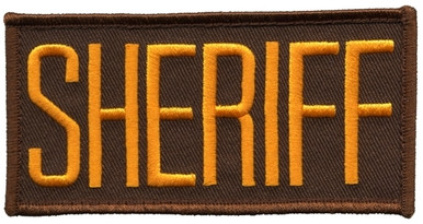 SHERIFF Chest Patch, Hook, Dark Gold/Brown, 4x2" - Emblem Enterprises